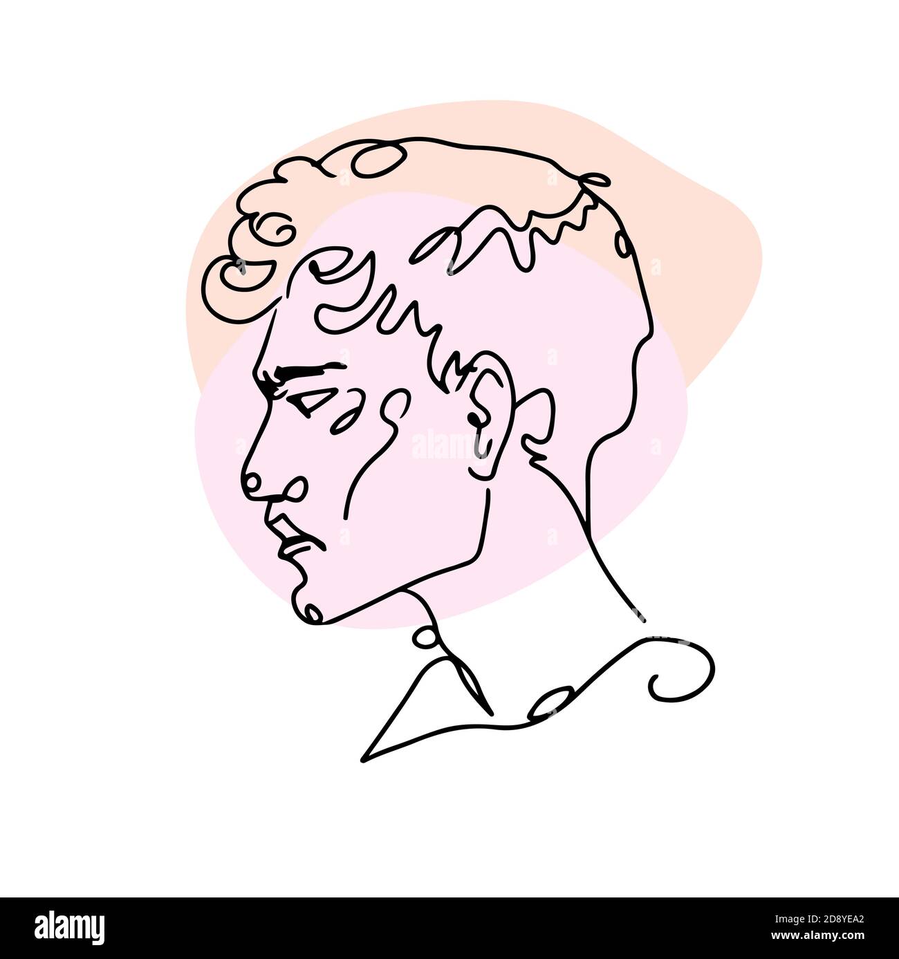 Continuous one line drawing of man portrait with curly hair ...