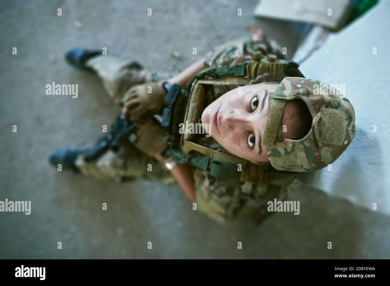 military female soldier having a break Stock Photo - Alamy