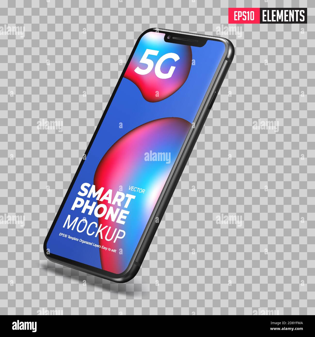 Cellphone Frame with Transparent Display Isolated Template, Vector ...