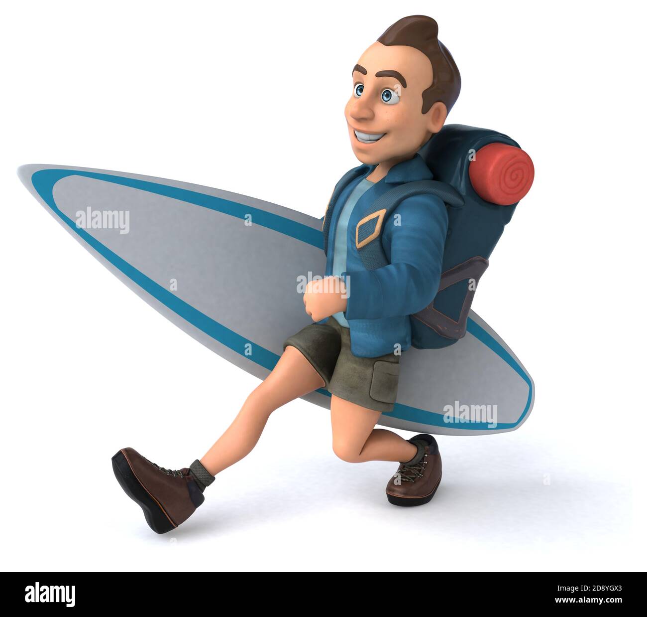 Fun illustration of a 3D cartoon backpacker Stock Photo - Alamy