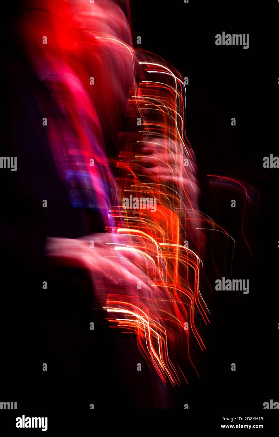 Jazz music concept. Saxophone player performing on stage. Sax player ...