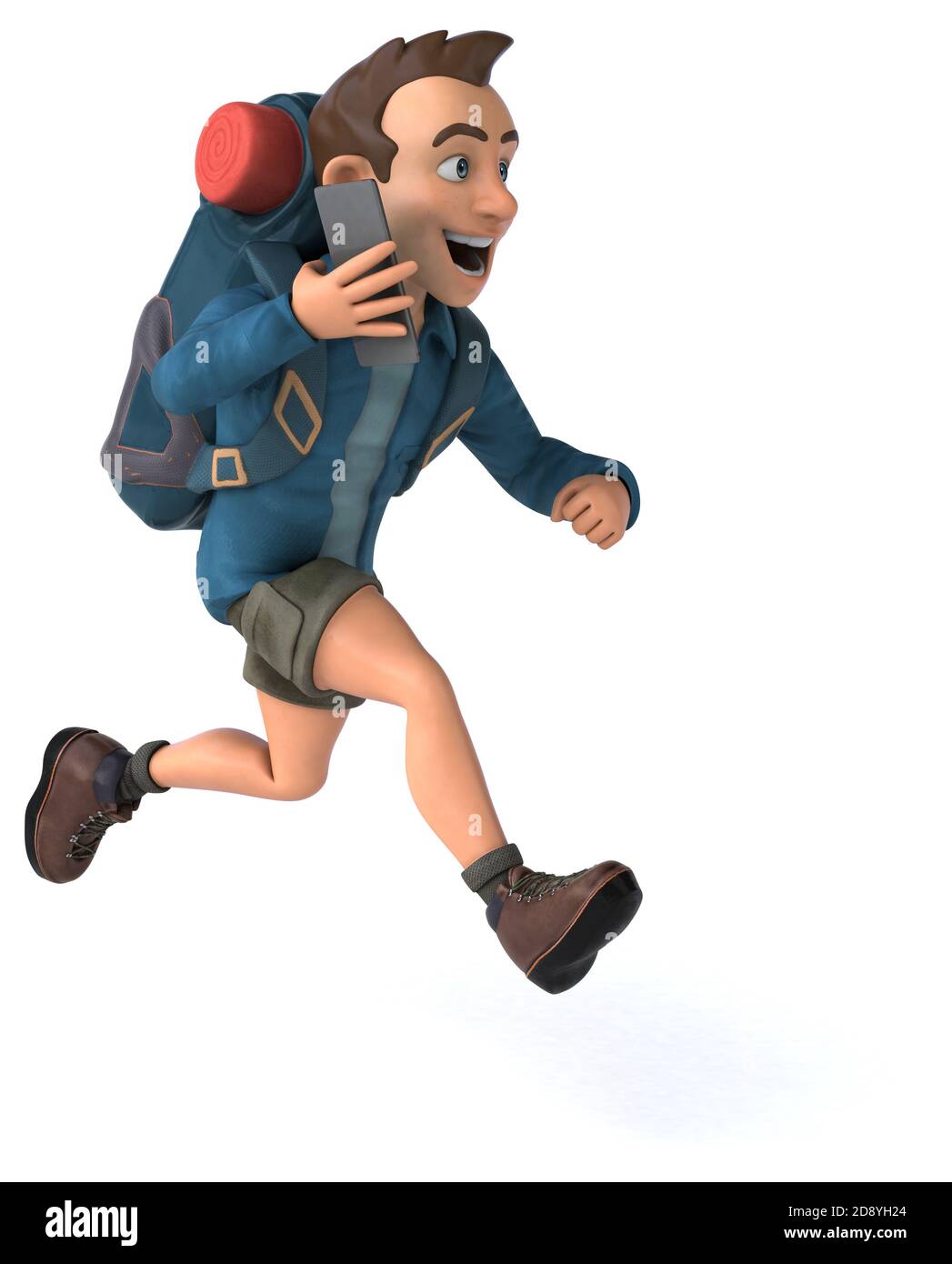 Fun illustration of a 3D cartoon backpacker Stock Photo - Alamy