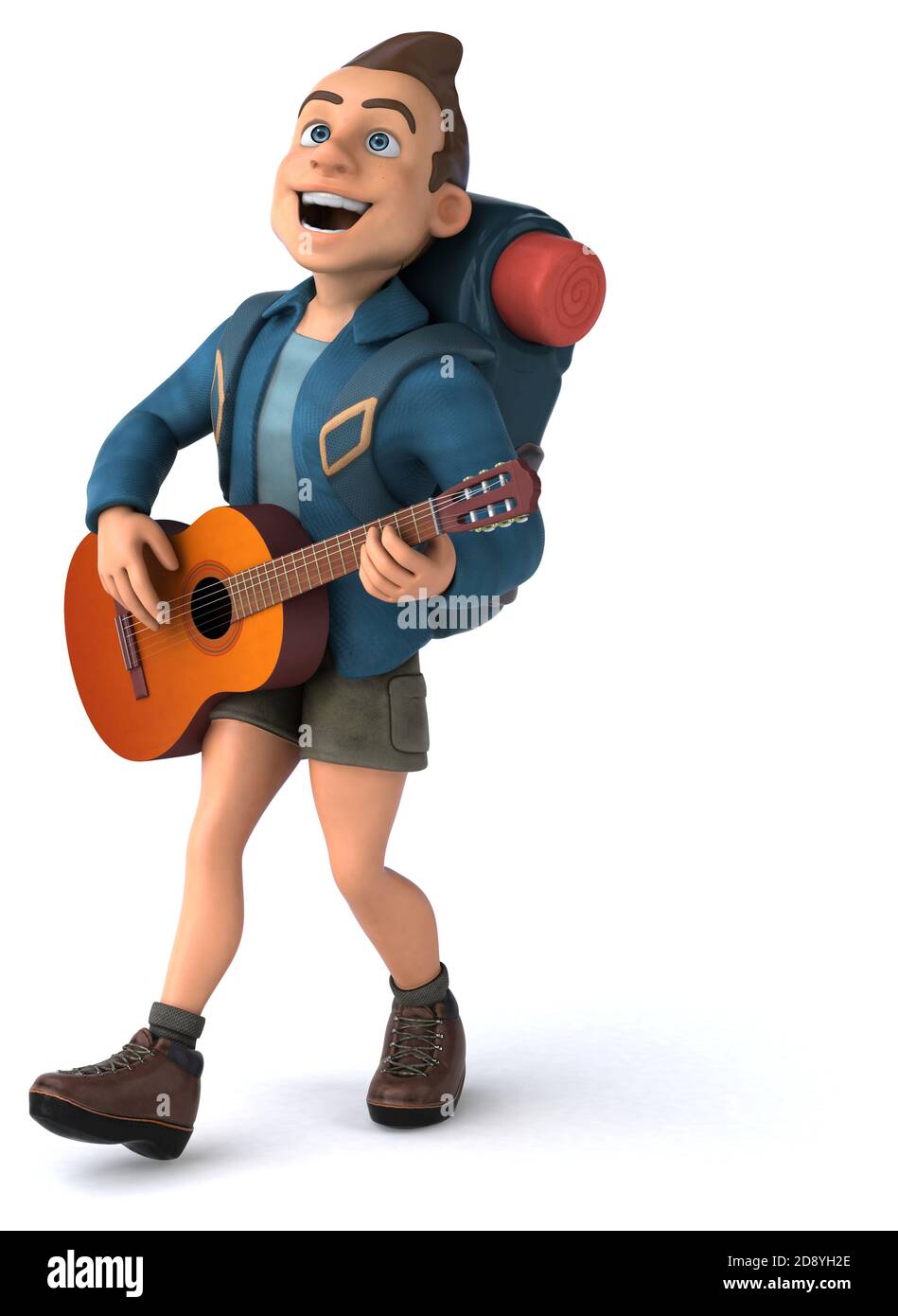 Fun illustration of a 3D cartoon backpacker Stock Photo - Alamy