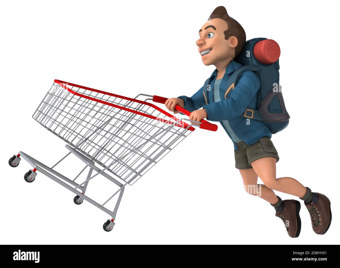 Fun illustration of a 3D cartoon backpacker Stock Photo - Alamy