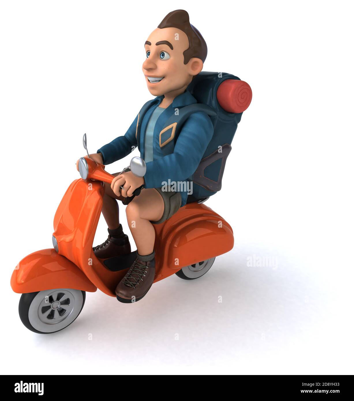 Fun illustration of a 3D cartoon backpacker Stock Photo - Alamy