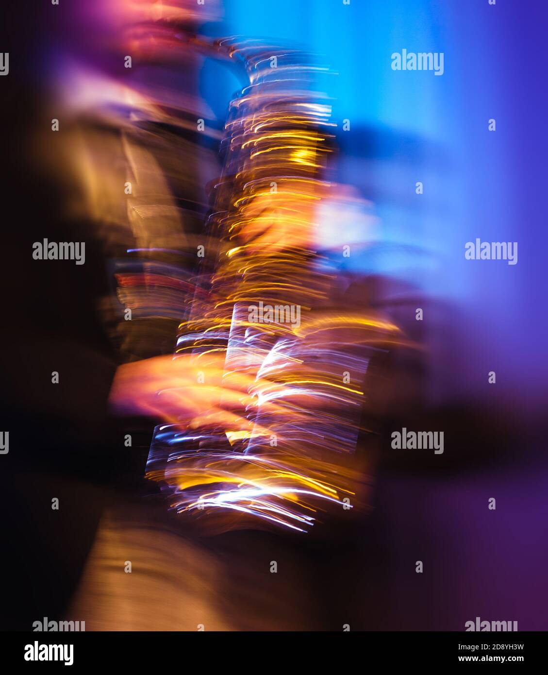 Jazz music concept. Saxophone player performing on stage. Sax player ...