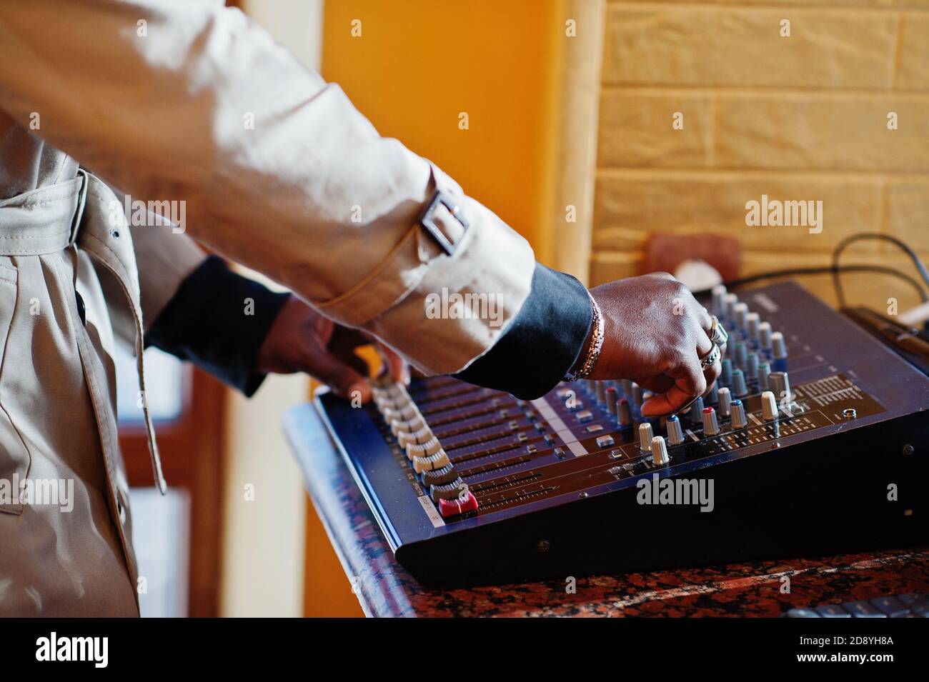African american young sound producer working at studio Stock Photo - Alamy