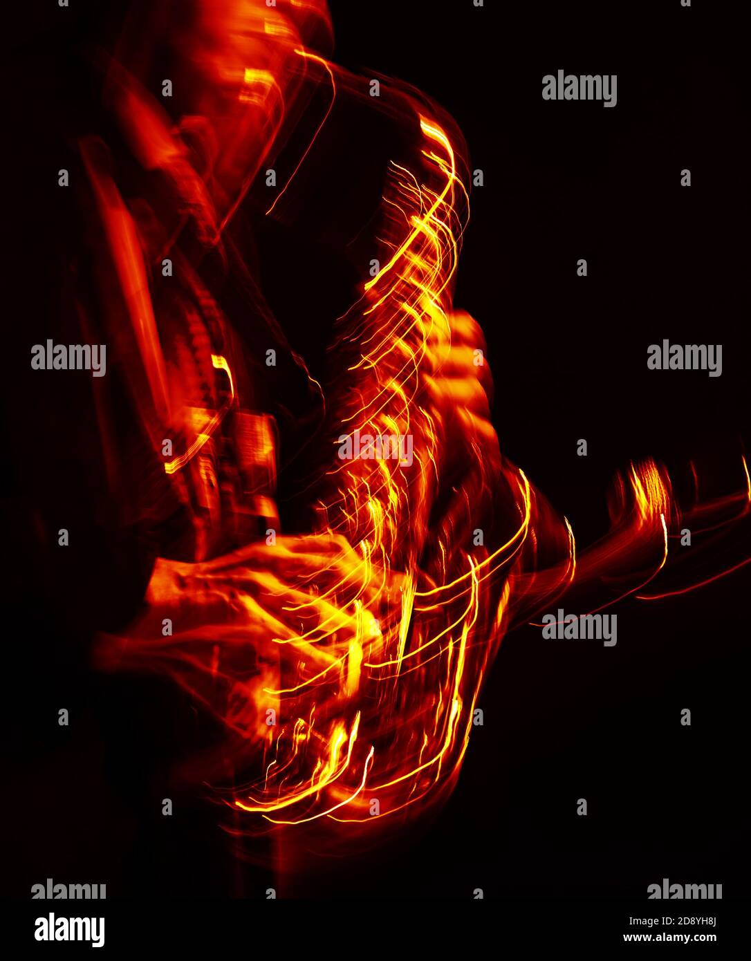 Jazz music concept. Abstract motion blurred image of saxophone player ...