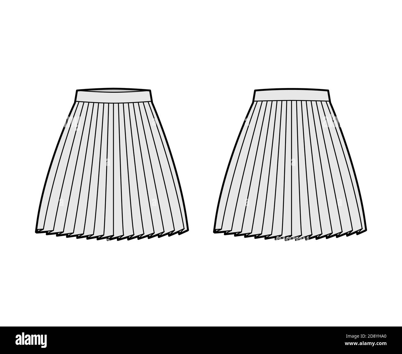 Pleated Skirt Technical Drawing