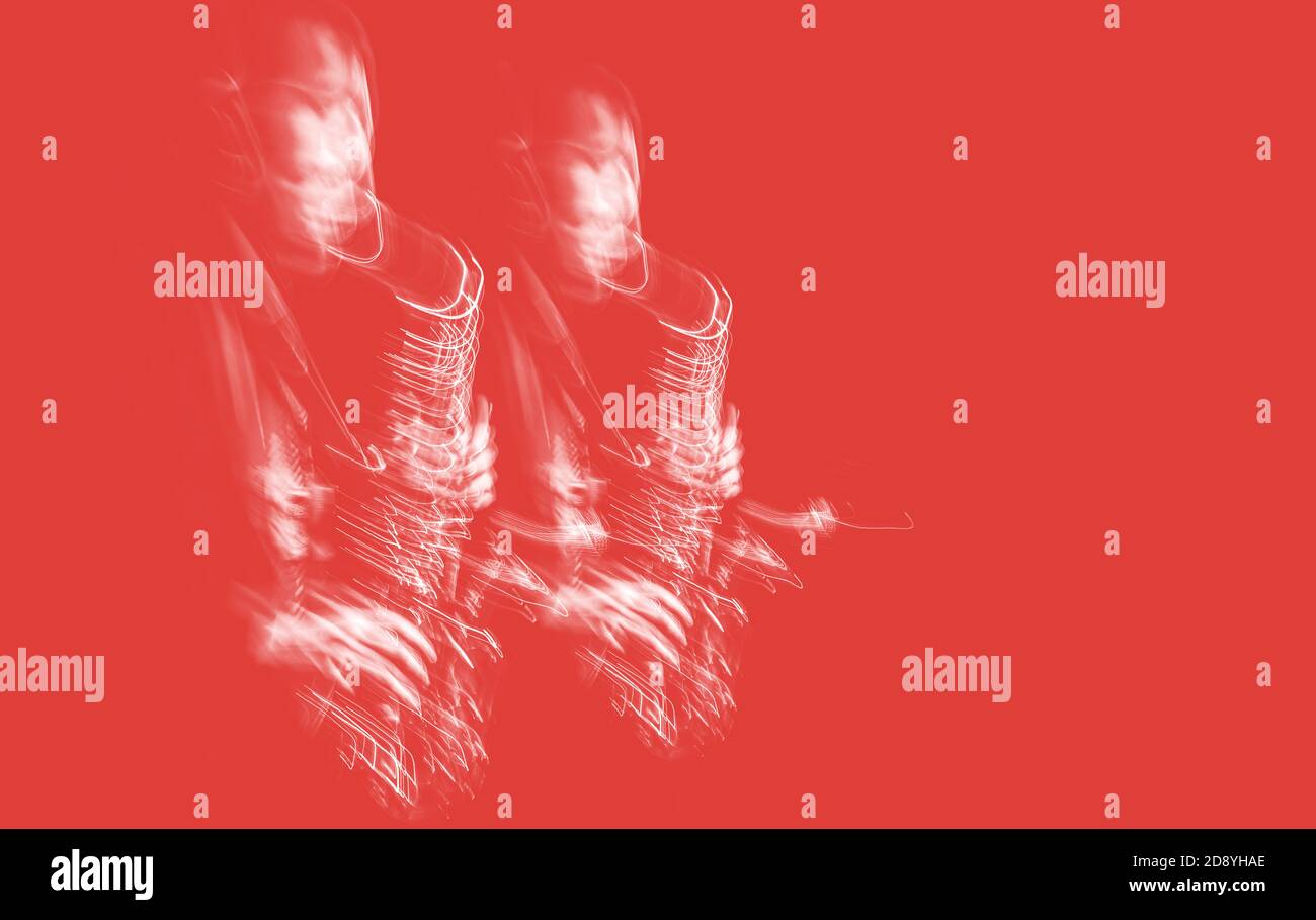 Jazz music concept. Abstract motion blurred image of saxophone player ...