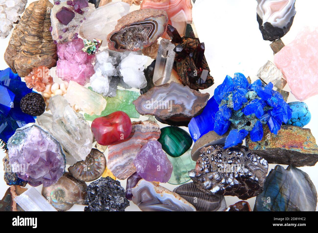 color minerals and gems collection as natural background Stock Photo ...