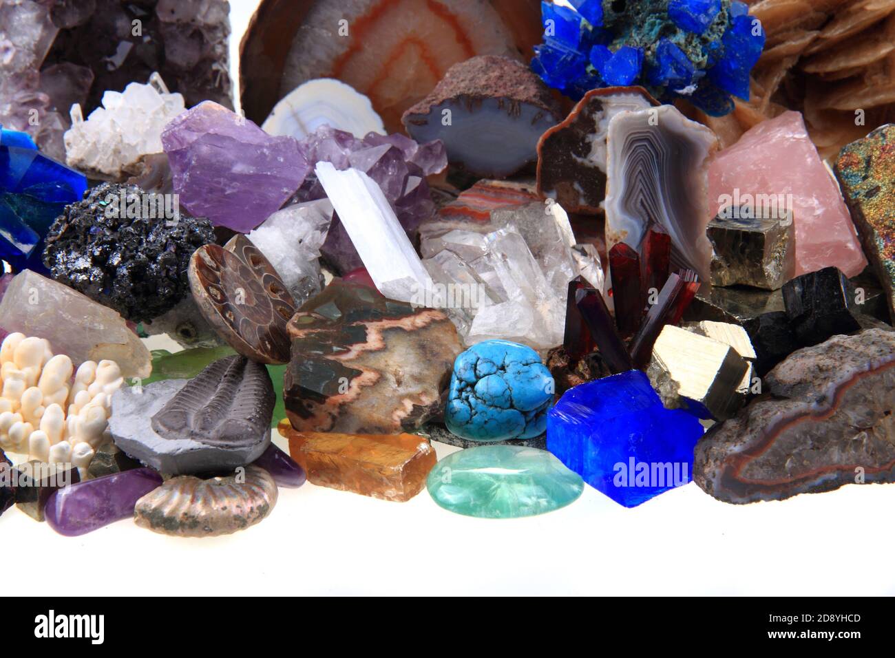 color minerals and gems collection as natural background Stock Photo ...