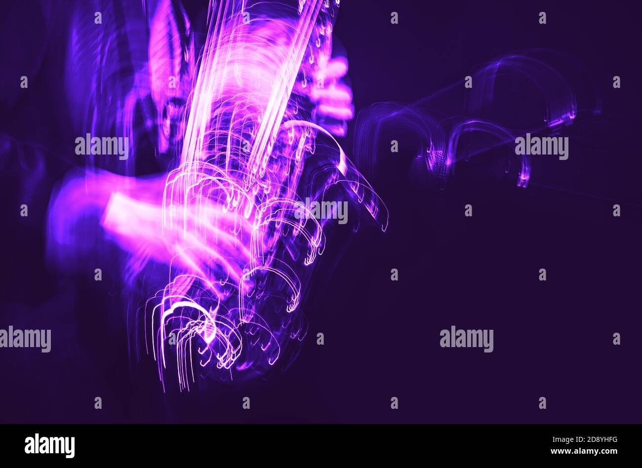 Jazz music concept. Abstract motion blurred image of saxophone player ...