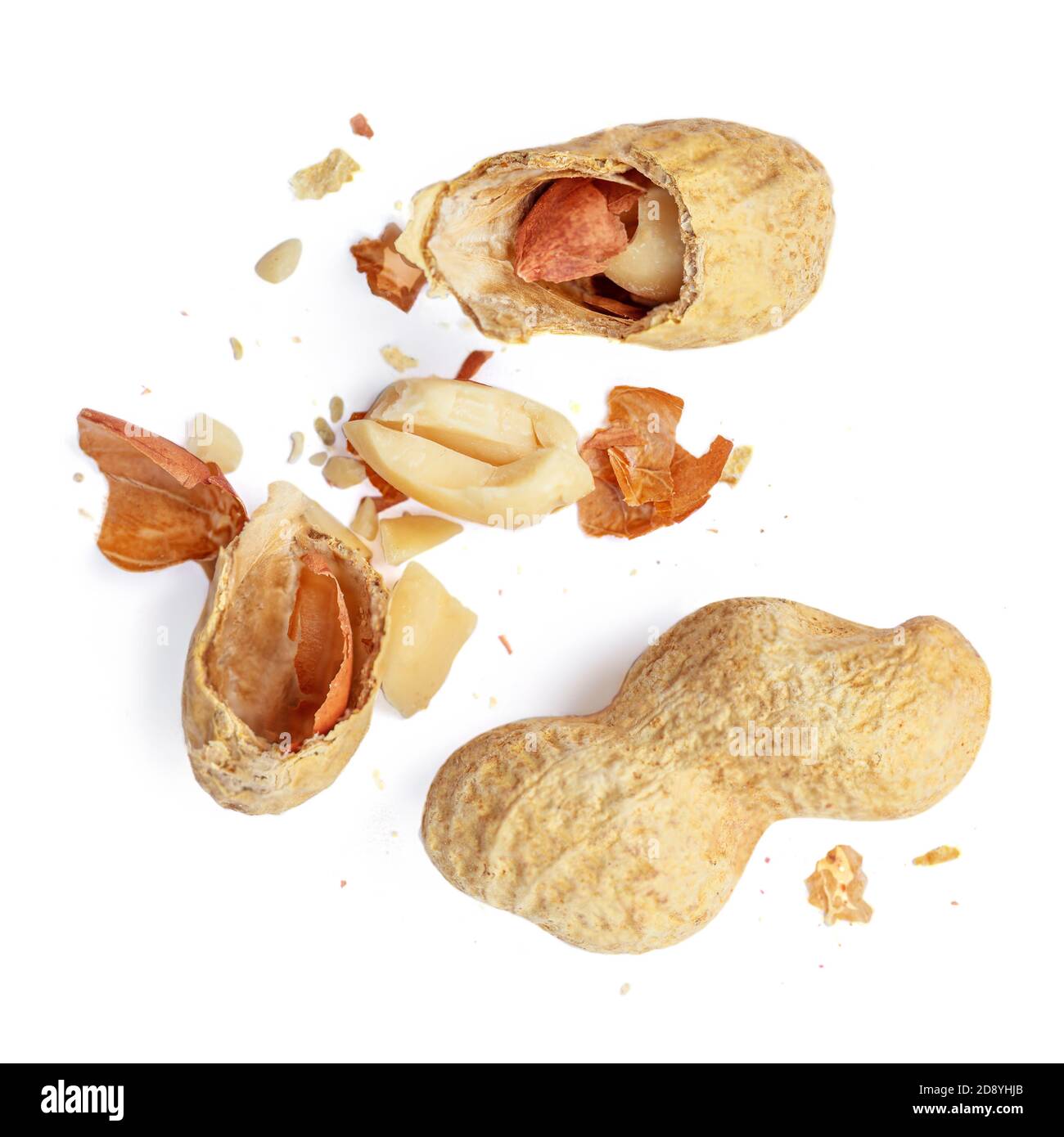 Peanuts isolated on the white background. Dried crushed Roasted nuts ...