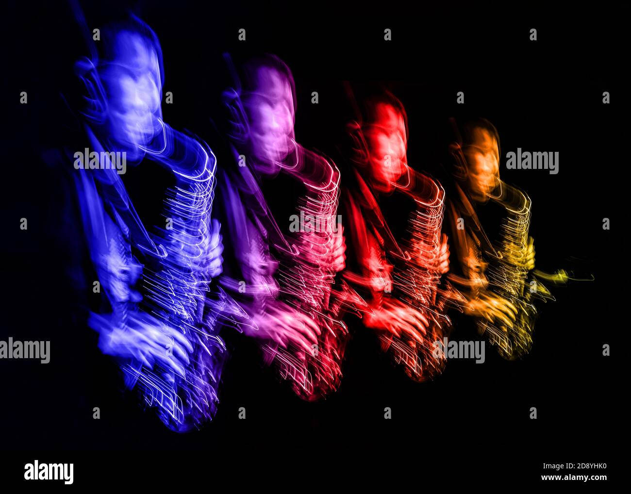 Jazz music concept. Abstract motion blurred image of saxophone player ...