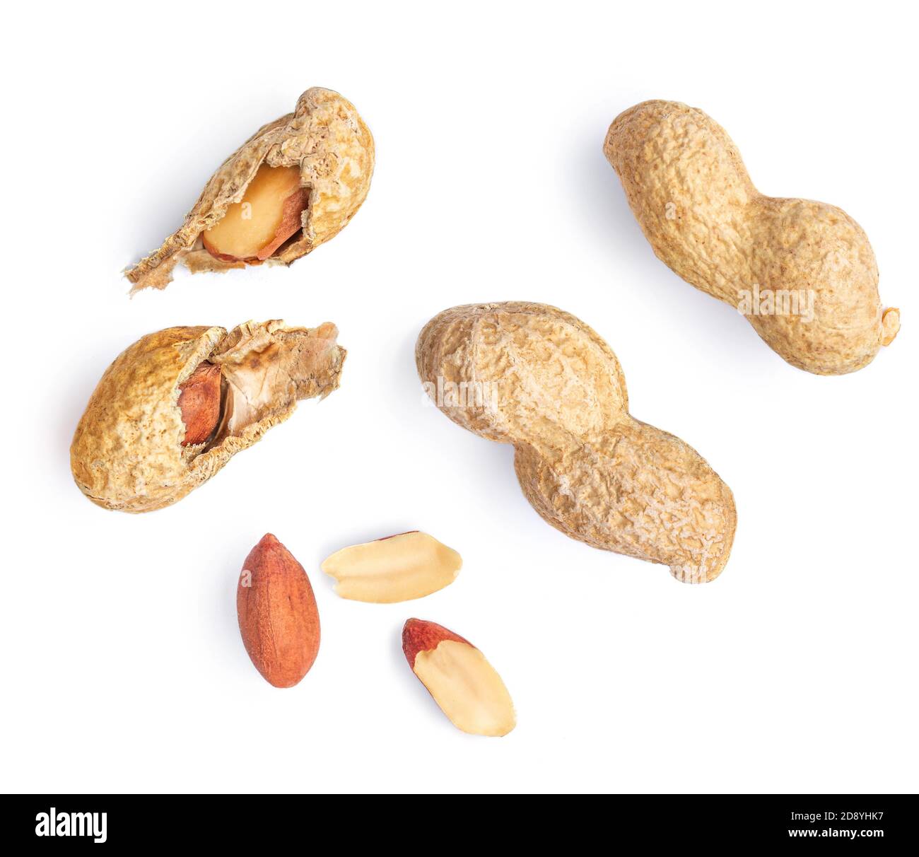 Peanuts isolated on the white background. Dried crushed Roasted nuts ...