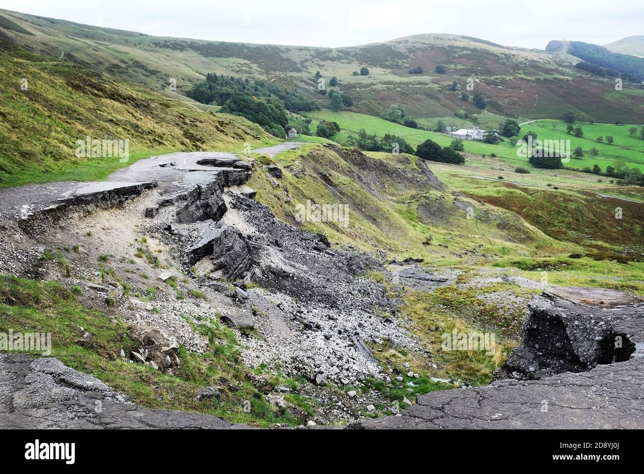 Broken Road, the old A625 on the lows slopes of Mam Tor, Castleton ...