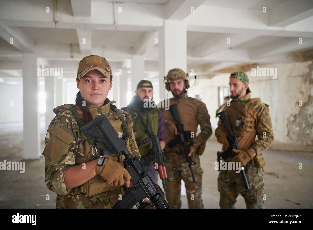 soldier squad team portrait in urban environment Stock Photo - Alamy