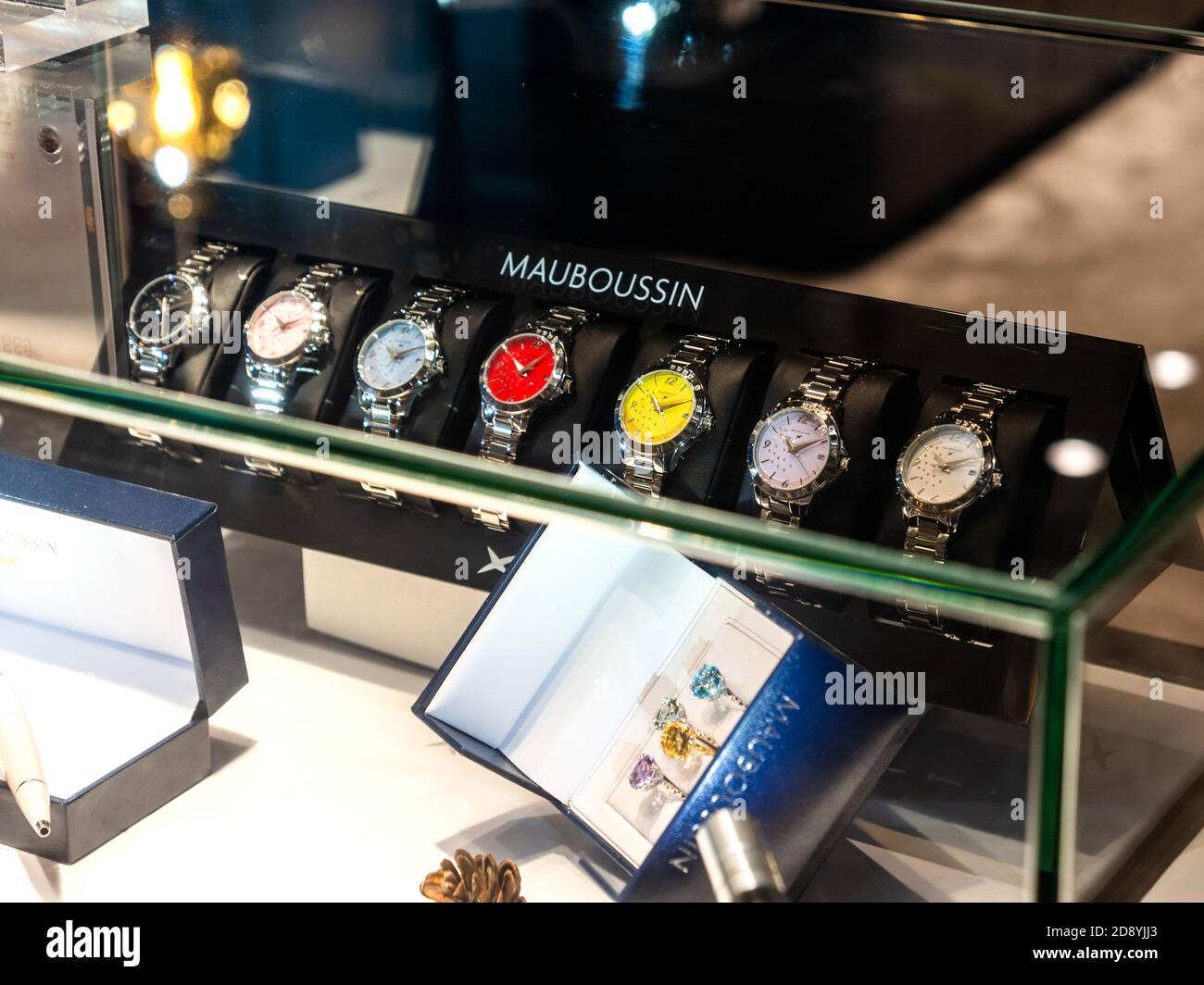 Paris, France - Oct 23, 2020: Multiple colors of Mauboussin watch on ...