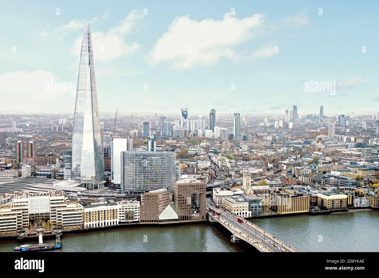 Aerial view cityscape of the shard building with blue sky London Stock ...