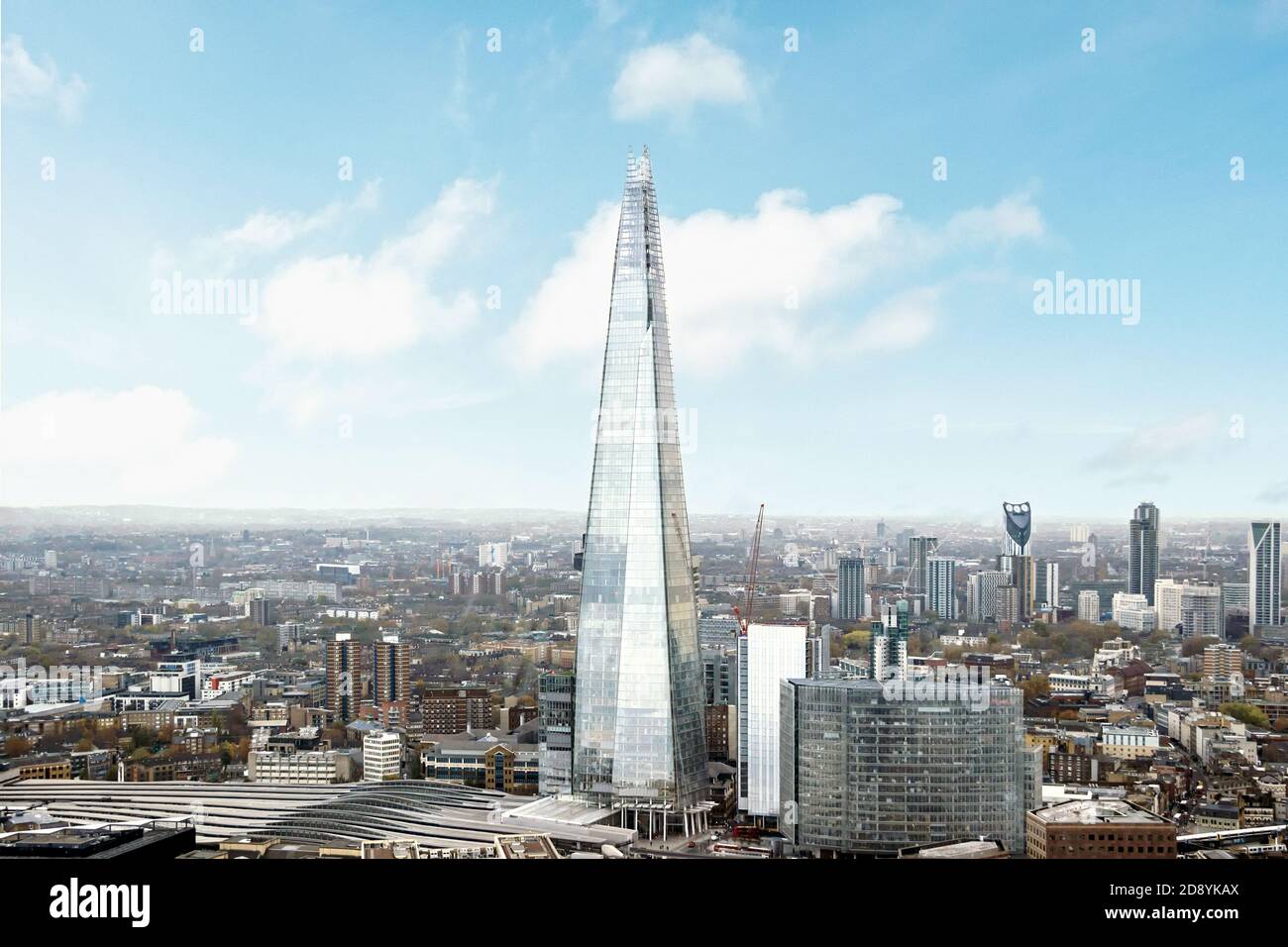 Aerial cityscape of the shard building with blue sky London Stock Photo ...