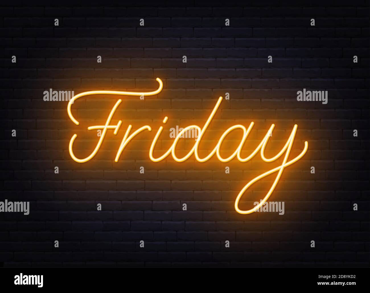 Friday neon sign on brick wall background Stock Vector Image & Art - Alamy