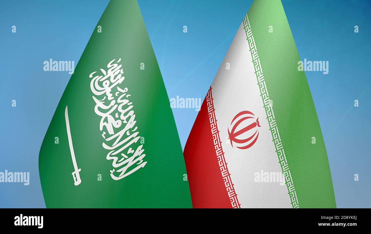Saudi Arabia and Iran two flags Stock Photo - Alamy