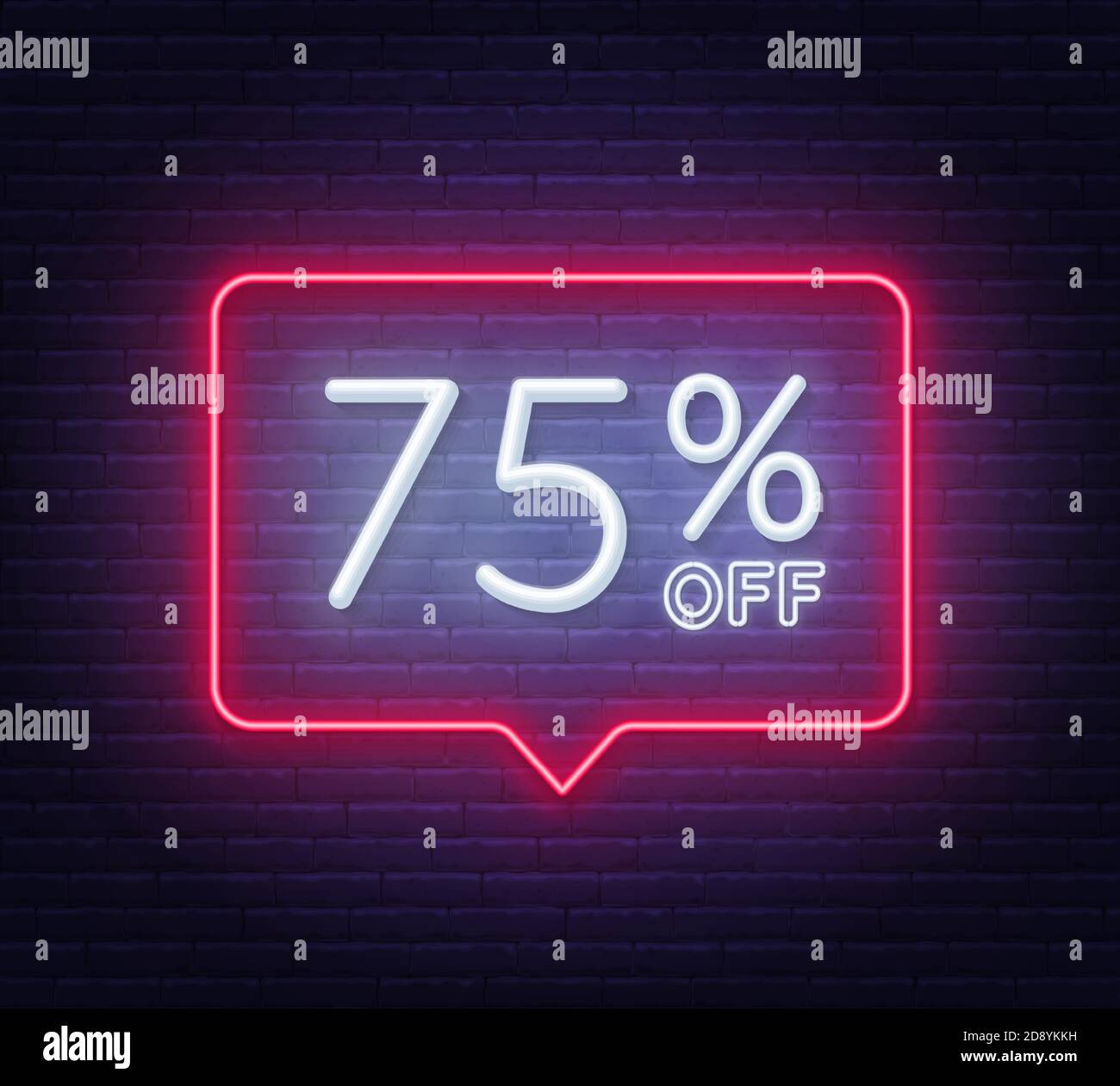 75 percent off neon sign on brick wall background Stock Vector Image ...