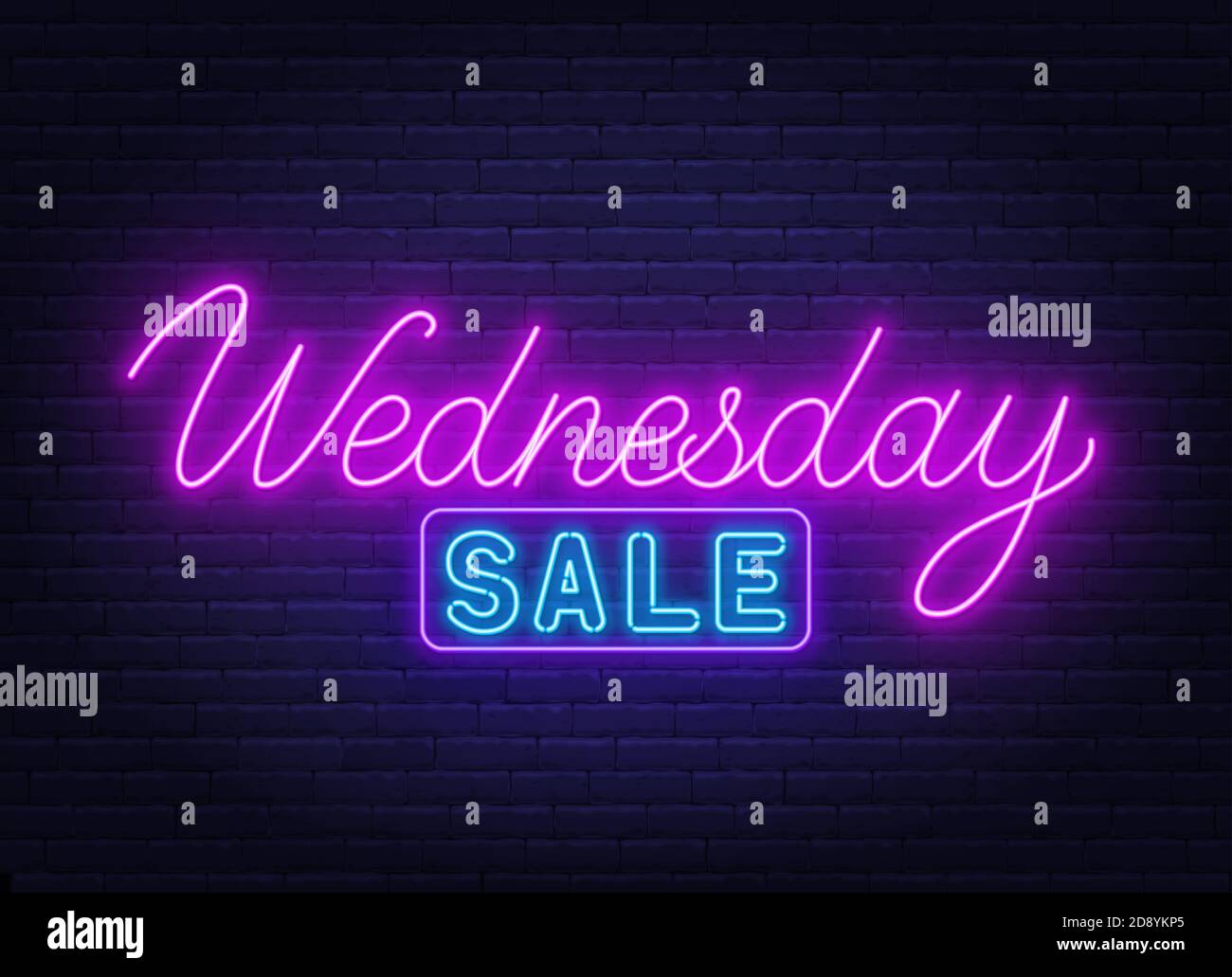 Wednesday Sale neon sign on brick wall background Stock Vector Image ...
