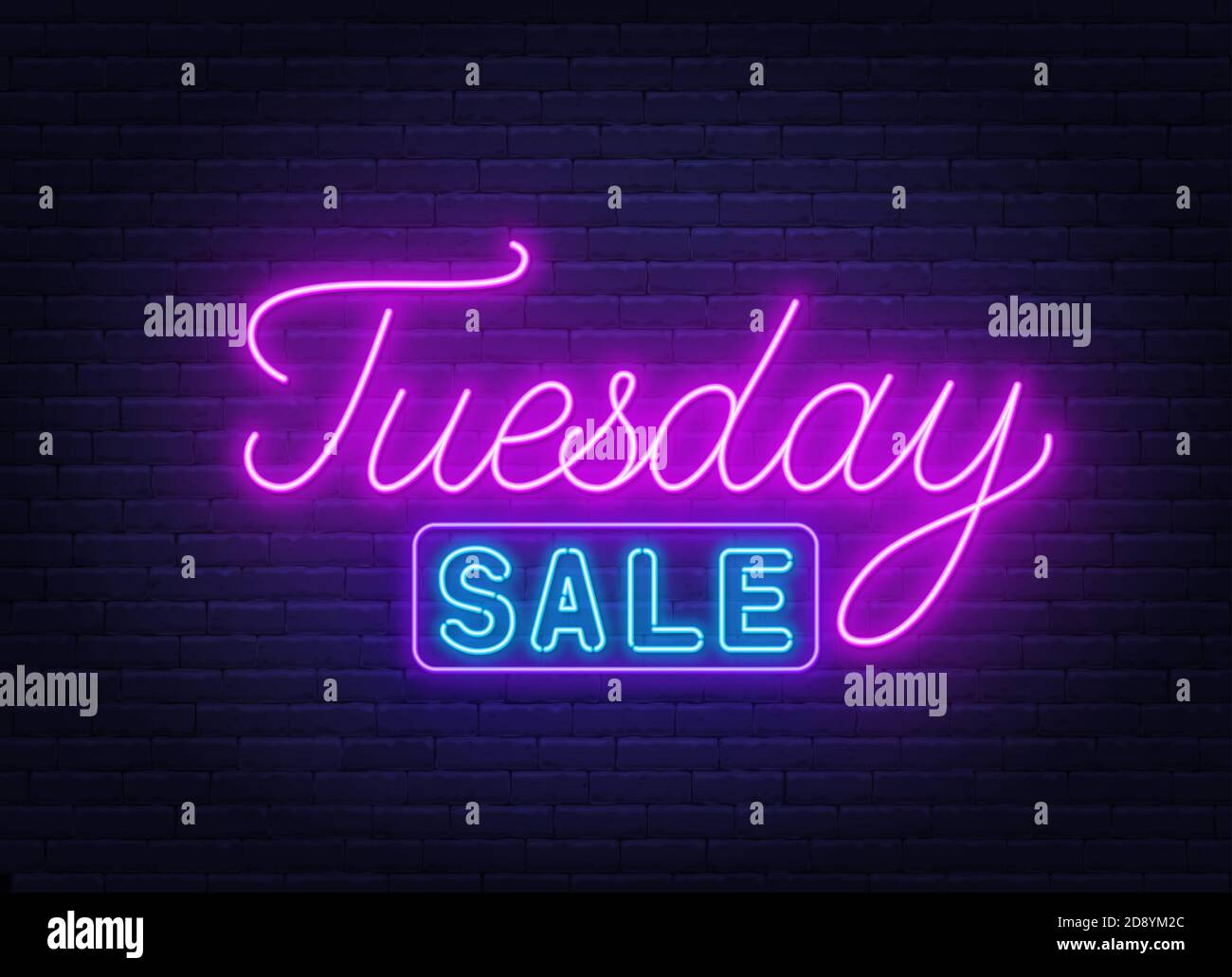 Tuesday Sale neon sign on brick wall background Stock Vector Image ...