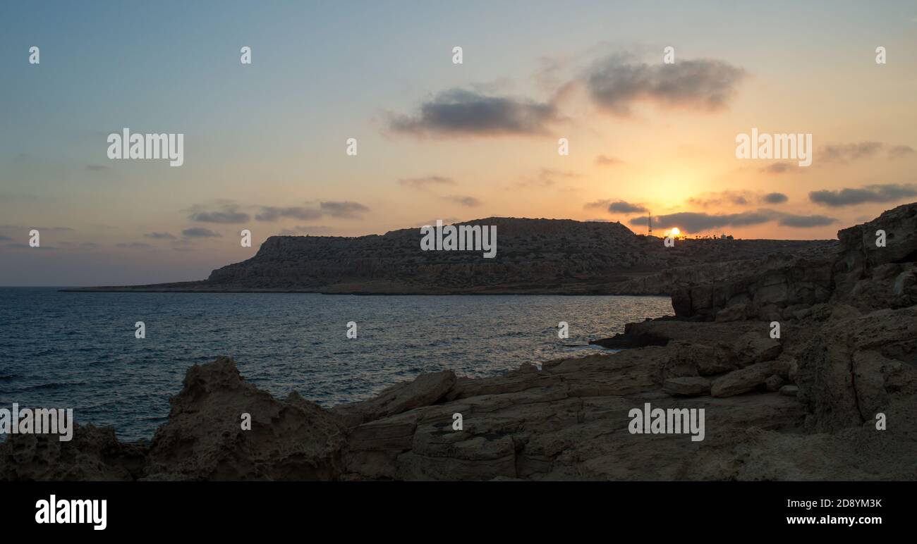 Night seashore on Cape Greco headland Stock Photo - Alamy