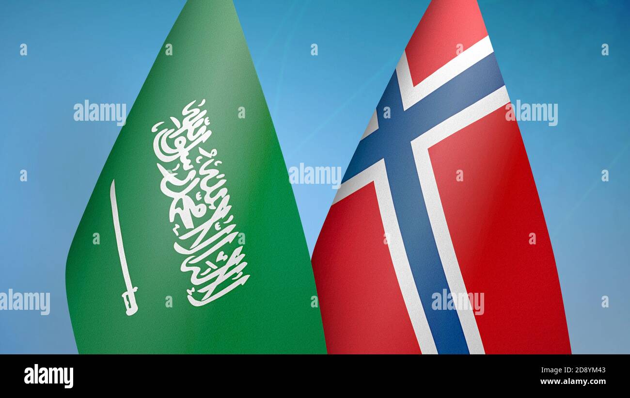 Saudi Arabia and Norway two flags Stock Photo - Alamy