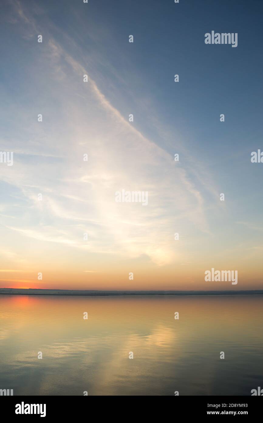 Beautiful red sunset over lake. Composition of nature Stock Photo - Alamy