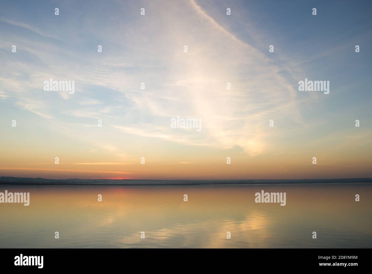 Beautiful red sunset over lake. Composition of nature Stock Photo - Alamy