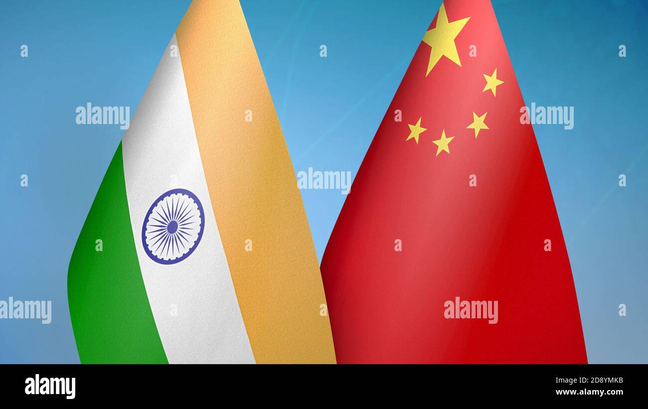 India and China two flags Stock Photo - Alamy