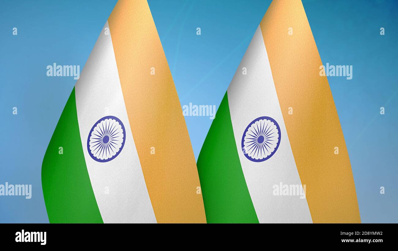 India two flags blue background Stock Photo - Alamy