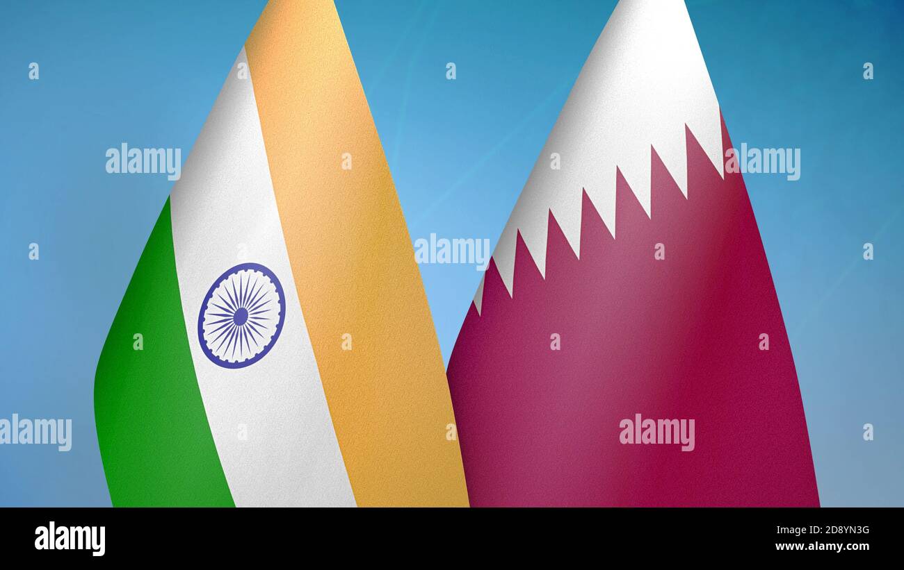 India and Qatar two flags Stock Photo - Alamy