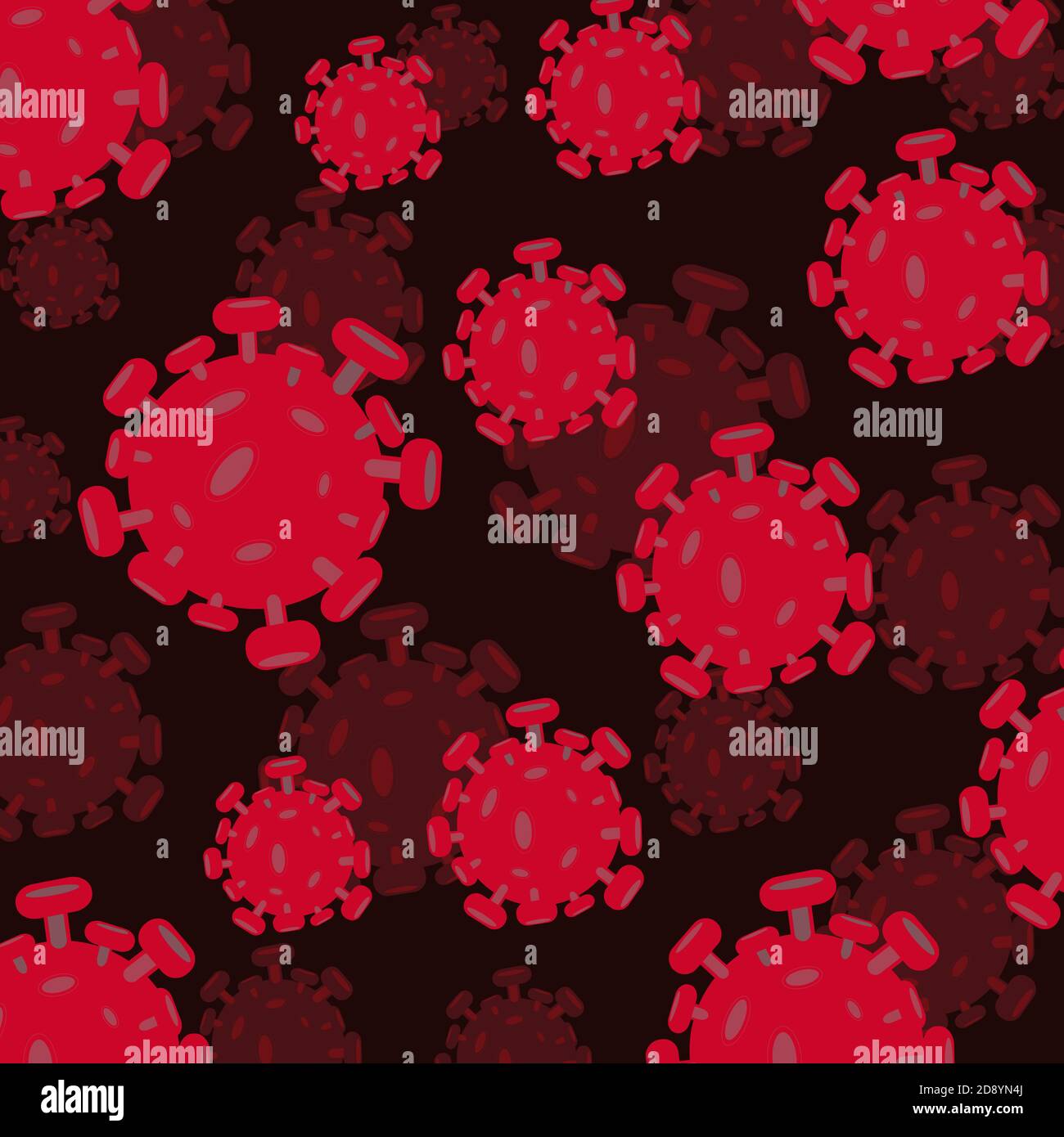 vector coronavirus with red viruses illustration on dark background ...