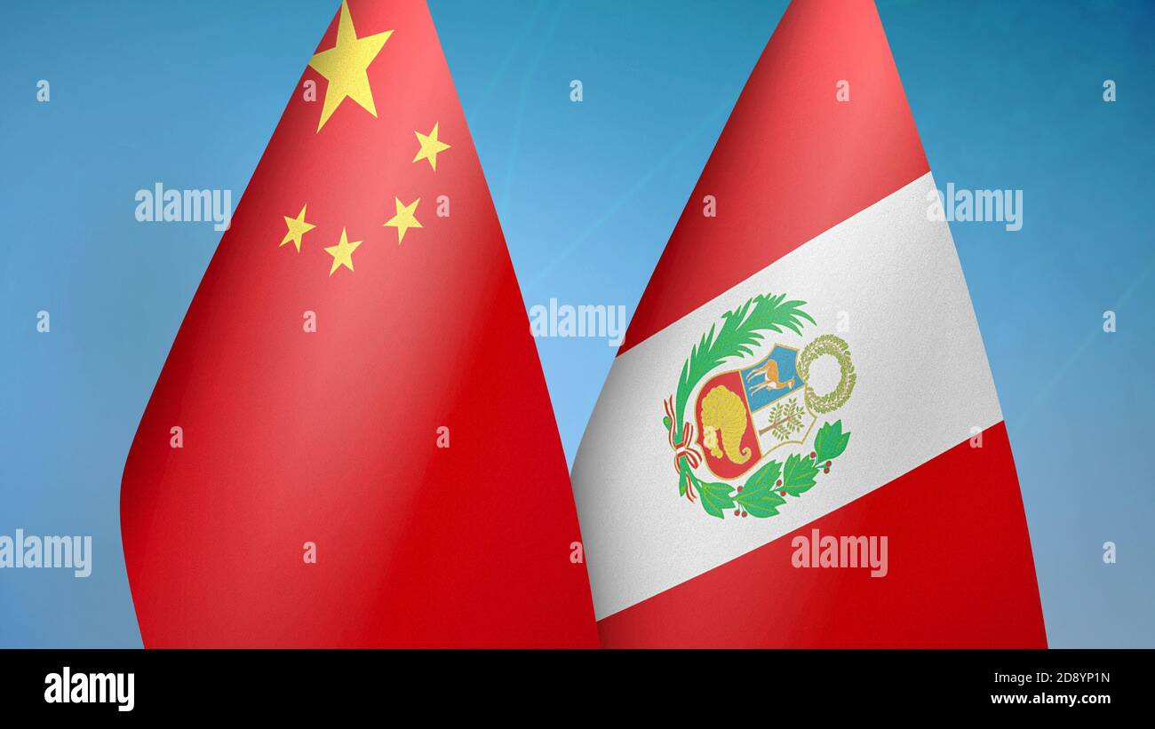 China and Peru two flags Stock Photo - Alamy