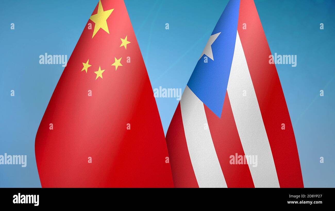 China and Puerto Rico two flags Stock Photo - Alamy
