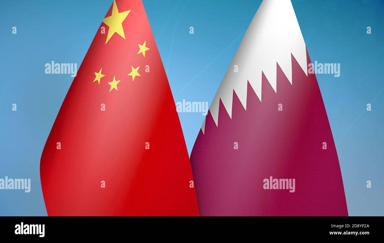 China qatar flags 3d hi-res stock photography and images - Alamy