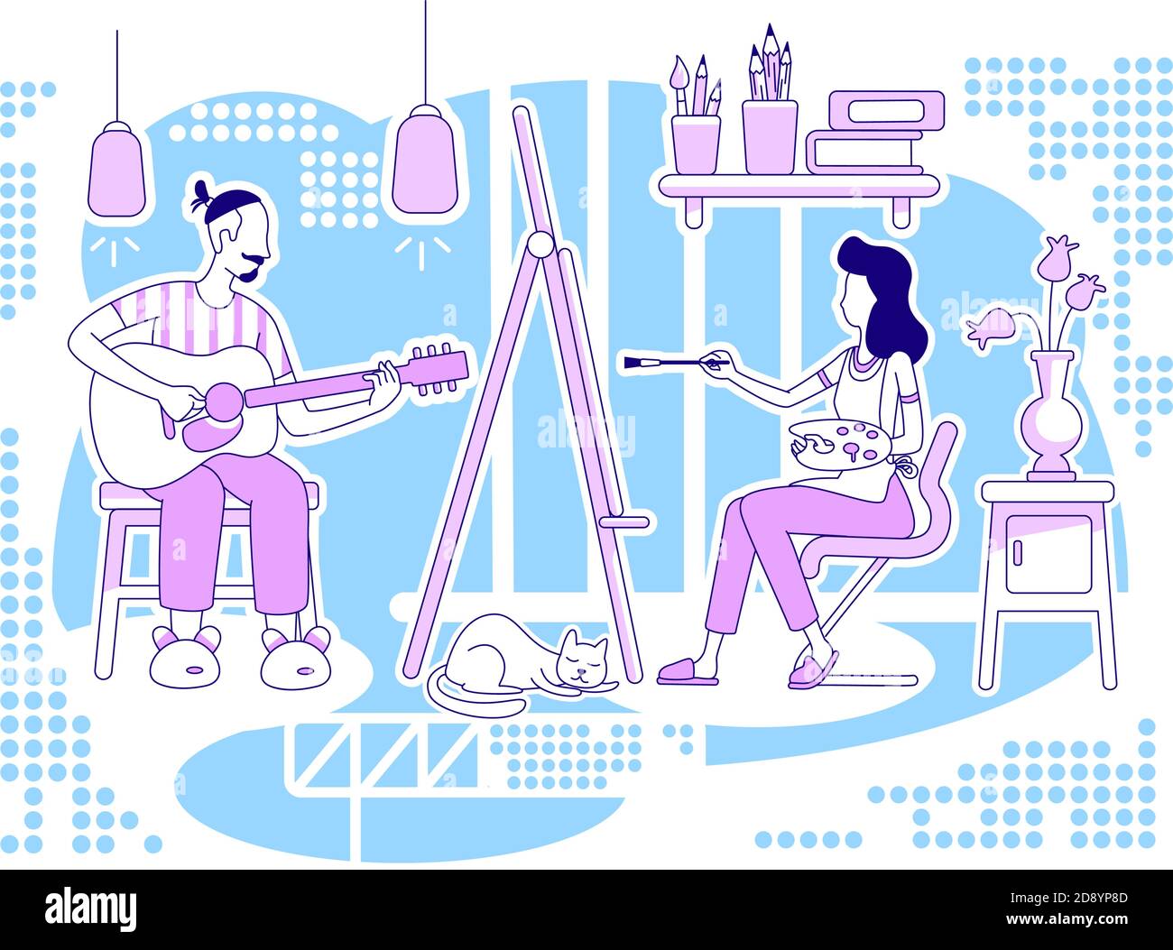 Creative hobbies flat silhouette vector illustration Stock Vector Image ...