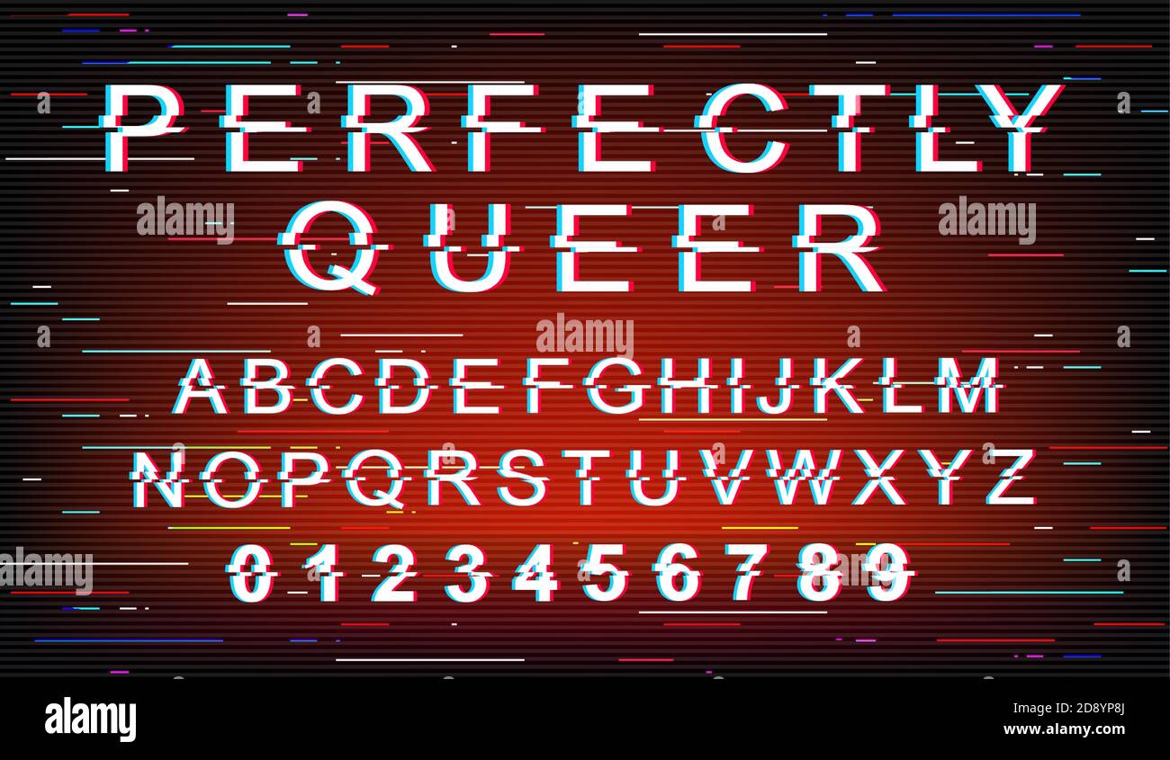 Perfectly queer font template. Retro futuristic style vector alphabet ...