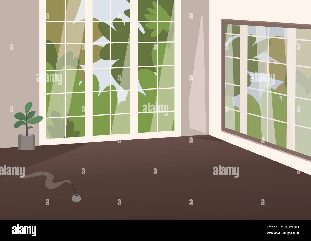 Empty spacious room flat color vector illustration Stock Vector Image ...