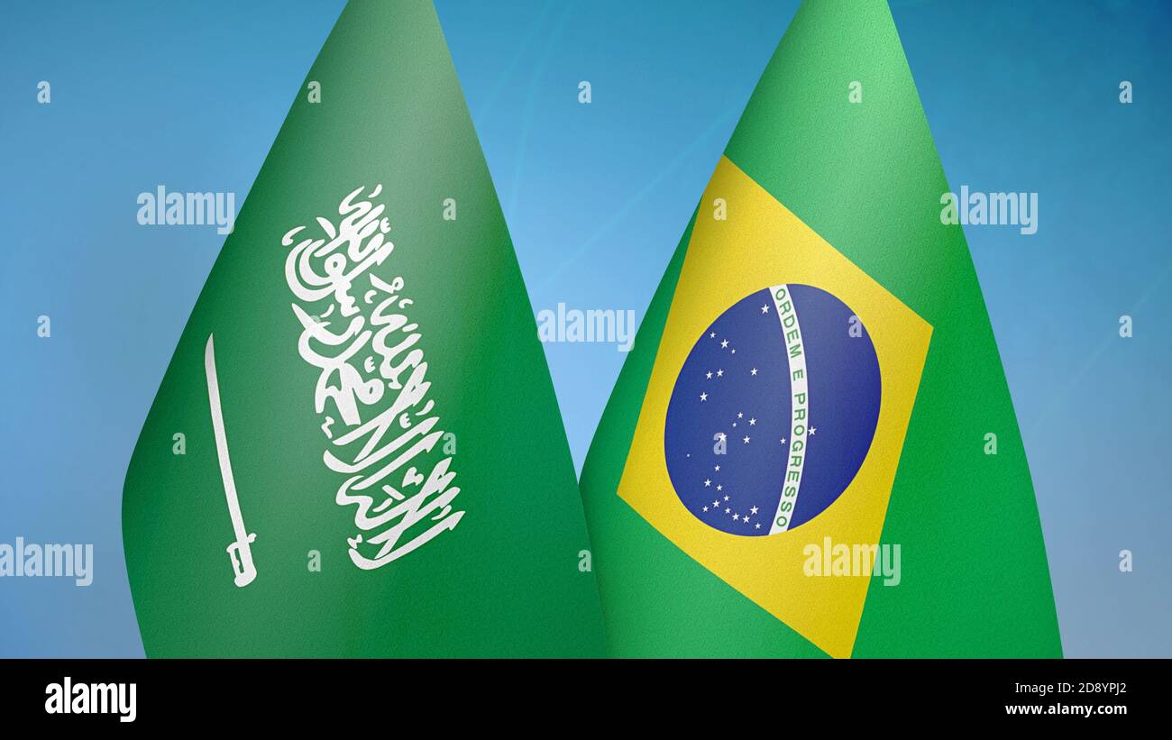 Saudi Arabia and Brazil two flags Stock Photo - Alamy