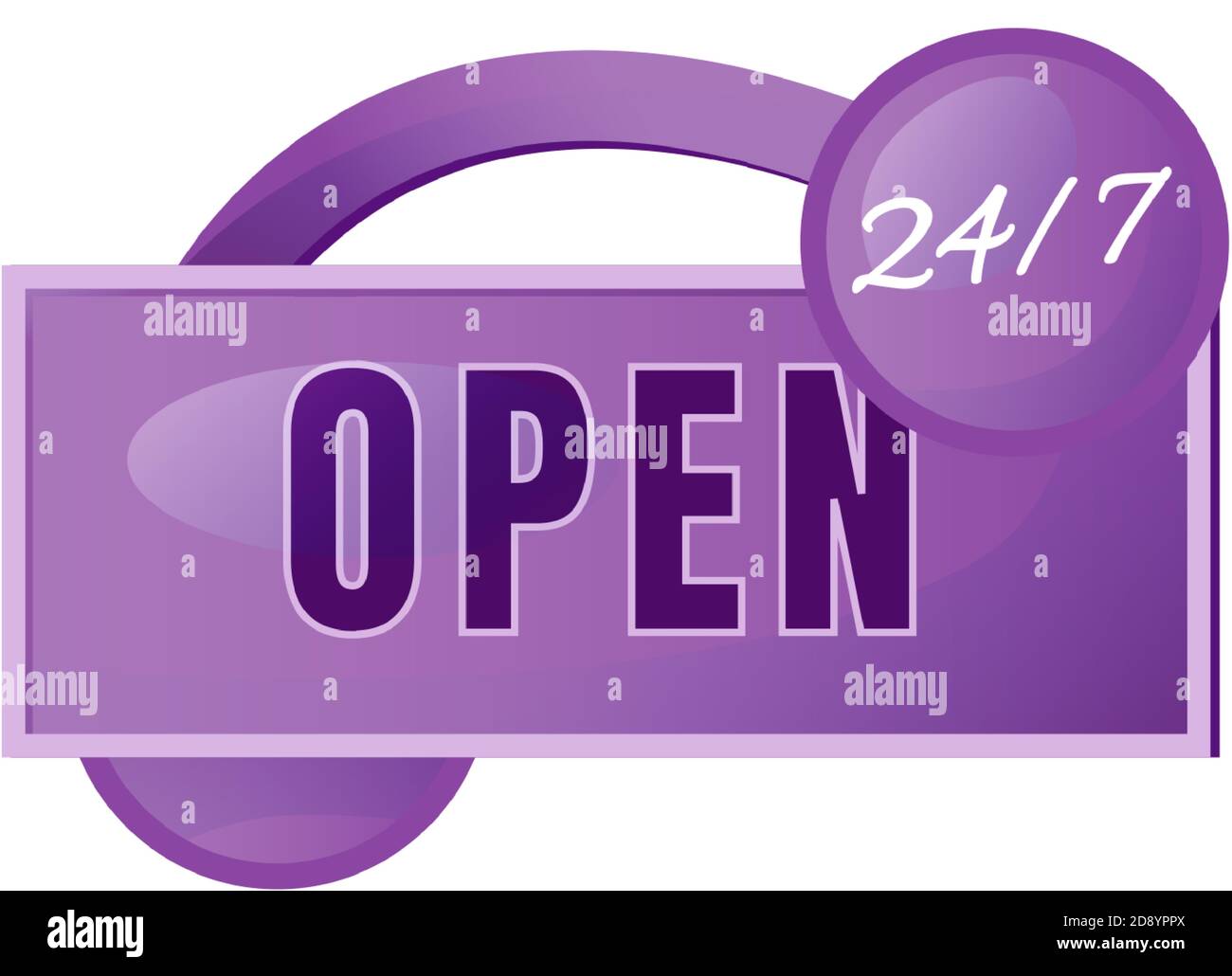 Open 24 hours purple vector board sign illustration Stock Vector Image ...