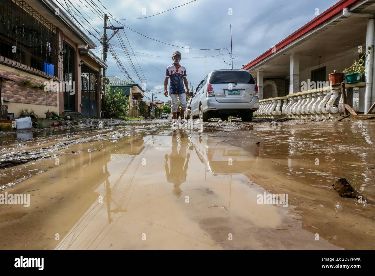 Batangas Province, Philippines. 2nd Nov, 2020. A street is seen covered ...
