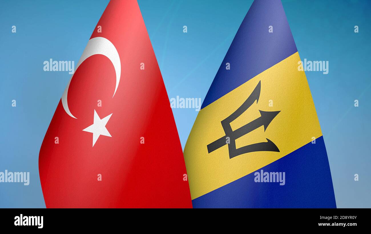 Turkey and Barbados two flags Stock Photo - Alamy