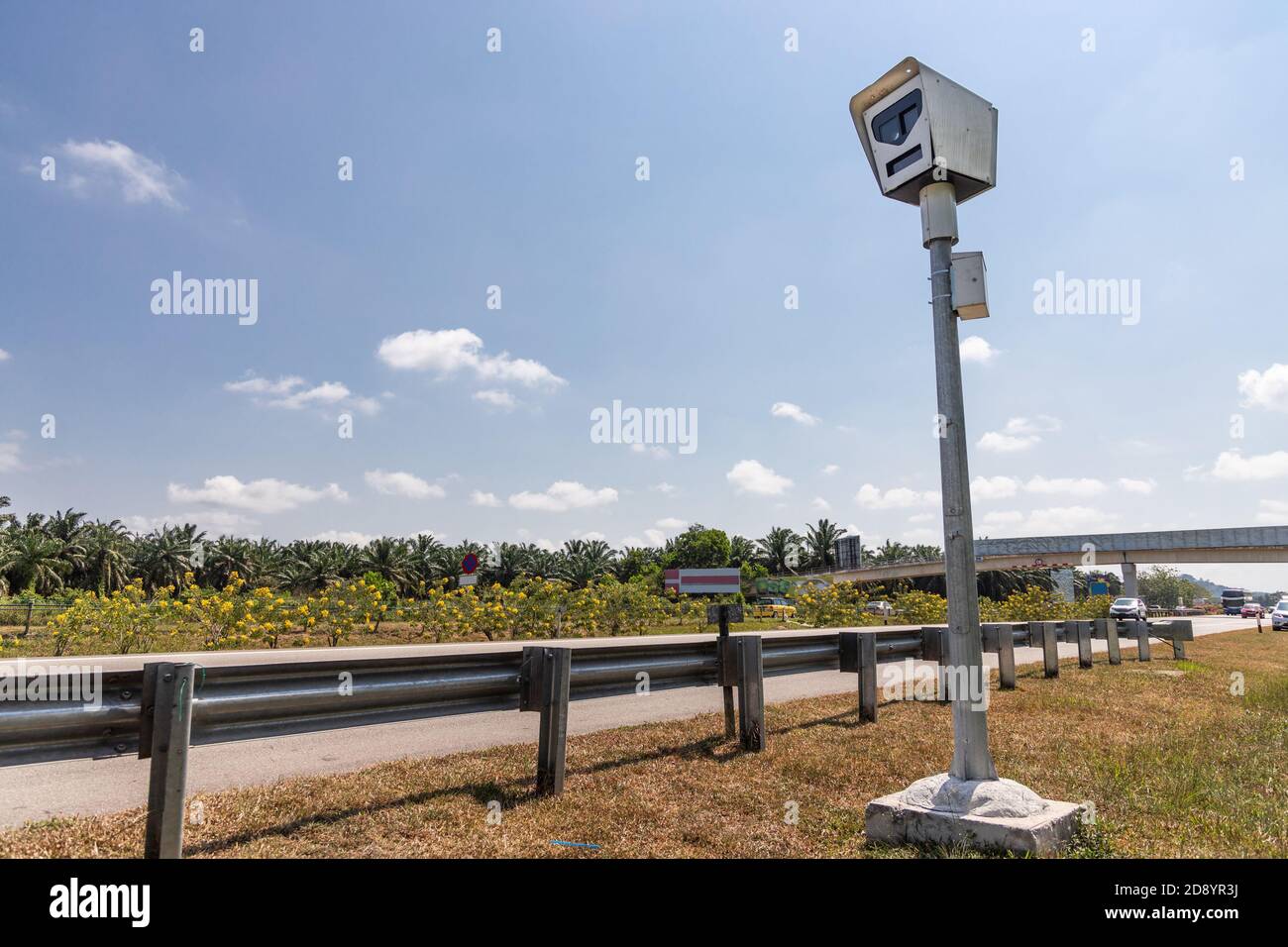 Speed trap surveillance camera along highway to control speeding Stock ...