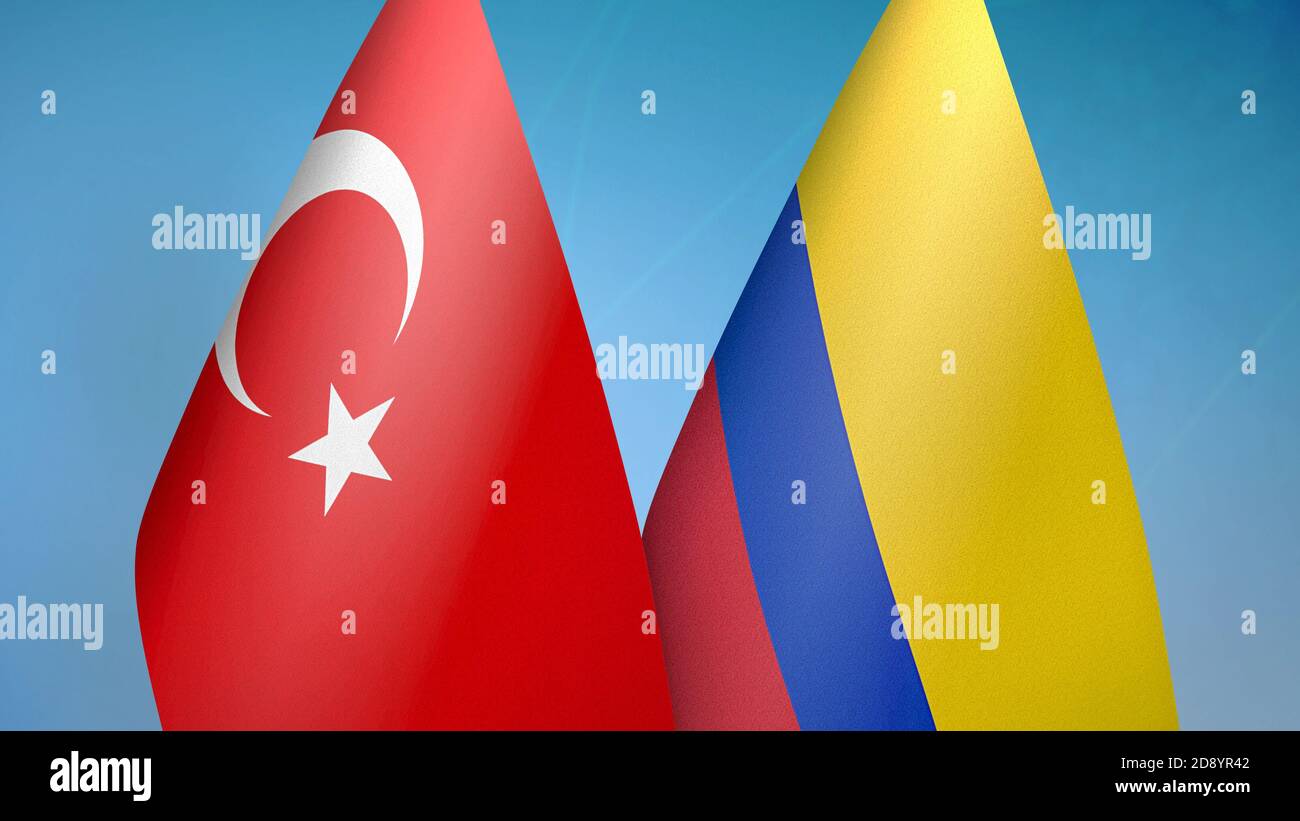 Turkey and Colombia two flags Stock Photo - Alamy